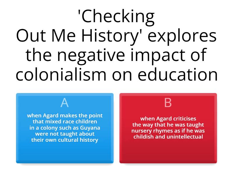 Checking Out Me History by John Agard - Quiz