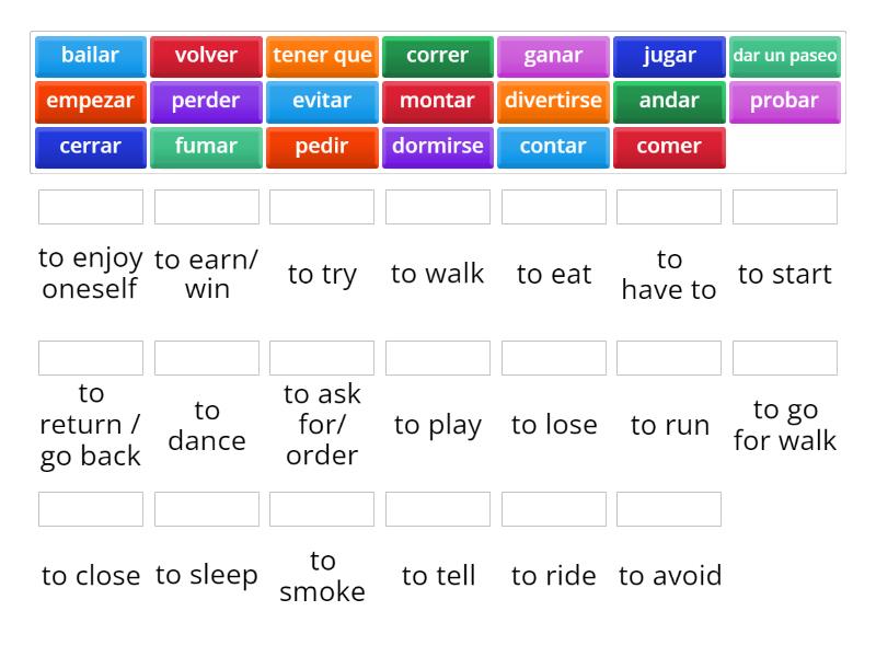 Estas en forma? Match the infinitives - Match up