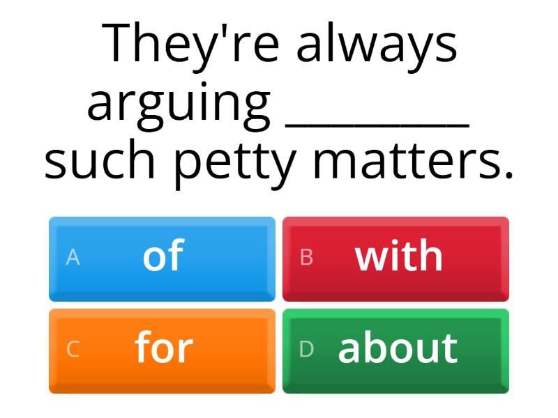 Verbs + prepositions - Quiz