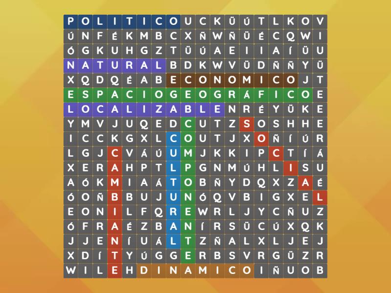 Espacio Geográfico - Sopa de letras