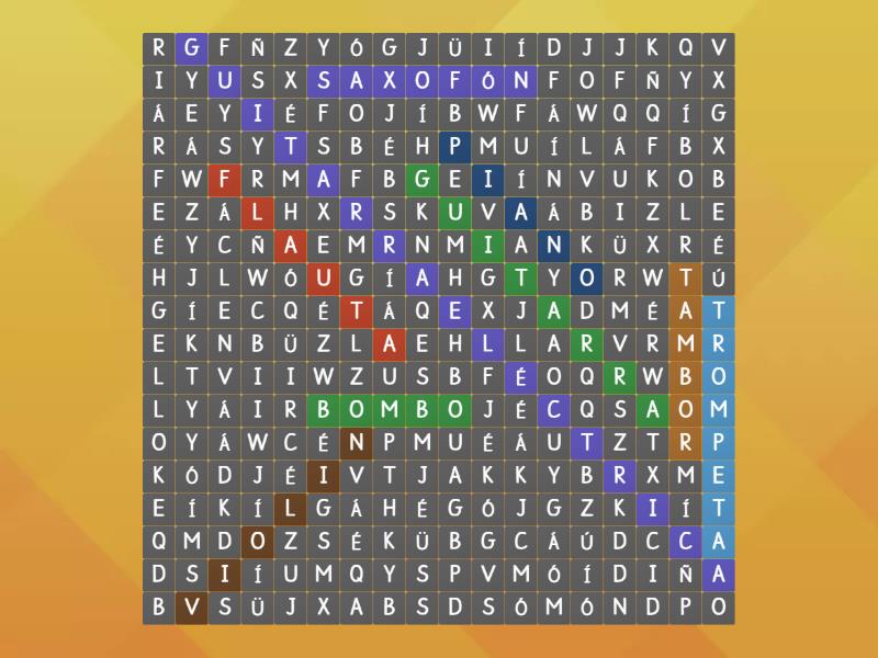 Sopa de letras de instrumentos - Wordsearch