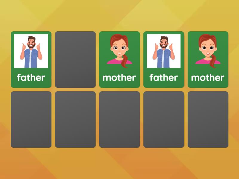 Family members memory game - Matching pairs