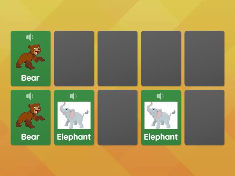 Young kids 2 - Unit 6 - Lesson 1 - Wild animals - Matching pairs