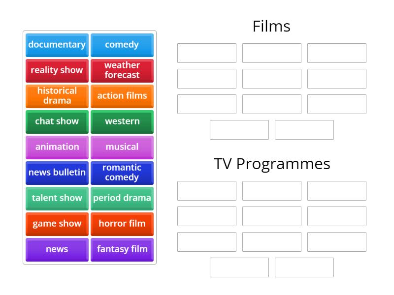 3A - Films and TV programmes sorting - Group sort