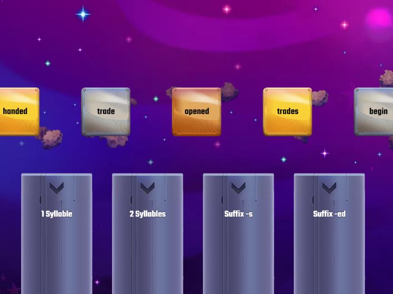 Cycle 18 Sort : Syllables and Suffix Category Game - Speed sorting