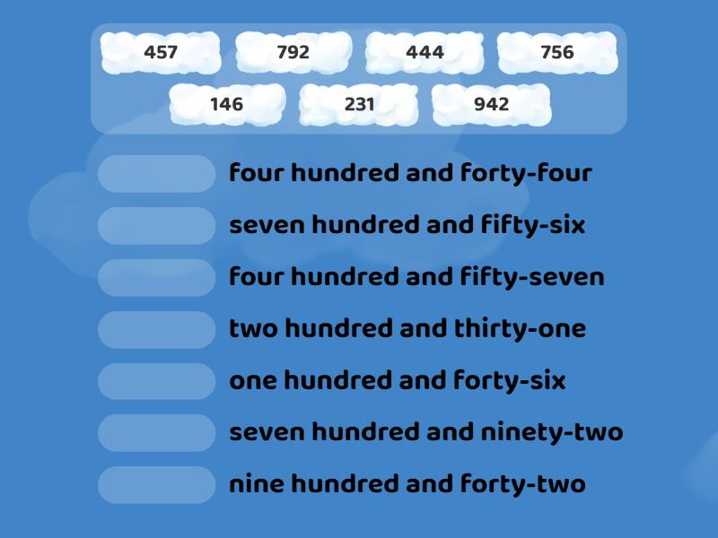 numbers 1-999 - Match up