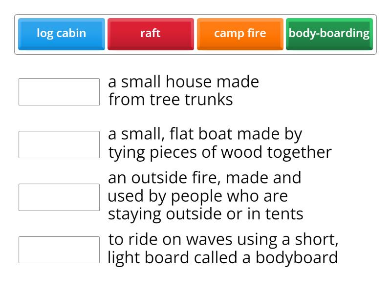 Summer camp vocabulary - Match up