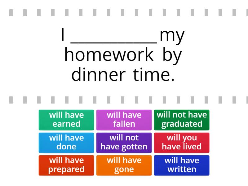 Future Perfect multiple choice - Ms.OK - Find the match