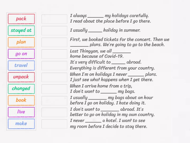 ELE- Unit 12- Travel collocations - Match up