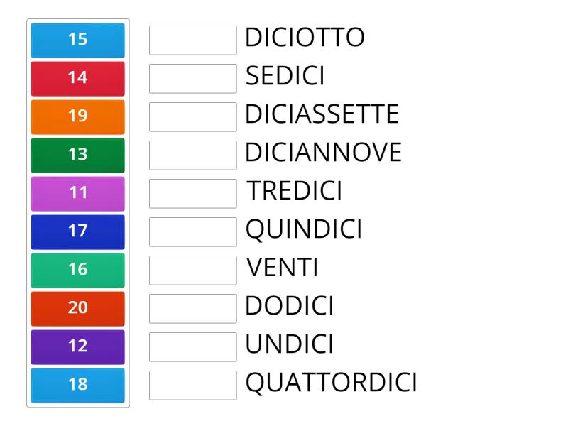 NUMERI E PAROLE - Match up