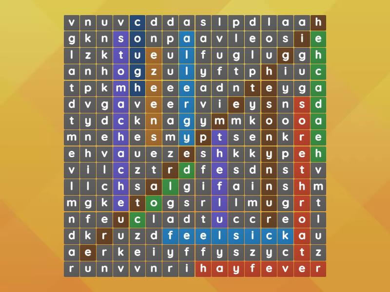 Illnesses and symptoms WW2 - Wordsearch