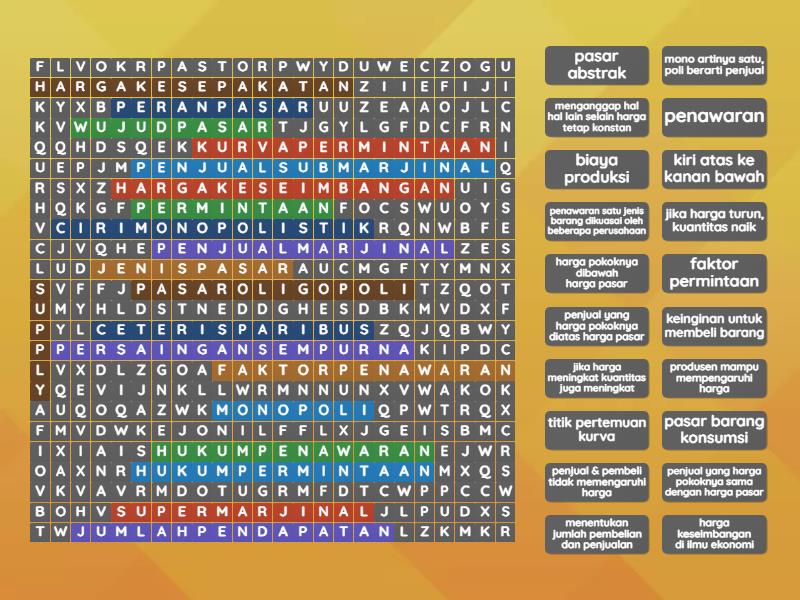 teka teki silang ekonomi - Wordsearch