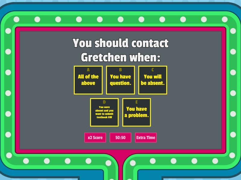 Writing 2 Syllabus Quiz - Gameshow quiz