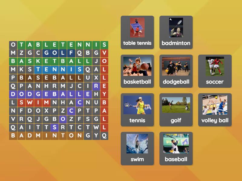 Sport spelling W13 - Wordsearch