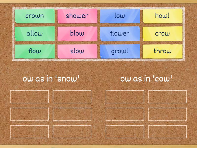Sorting words with 'ow' spelling - Group sort
