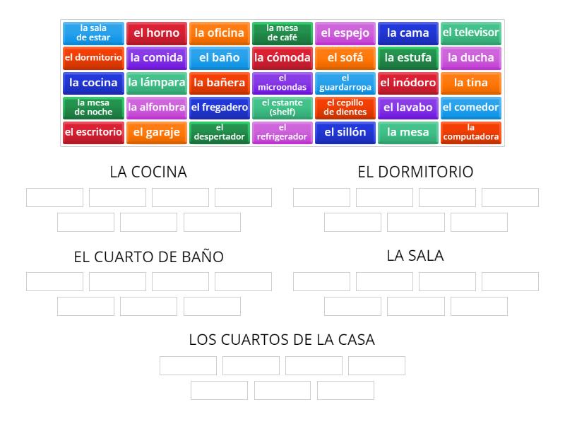 Vocabulario de la casa - Group sort