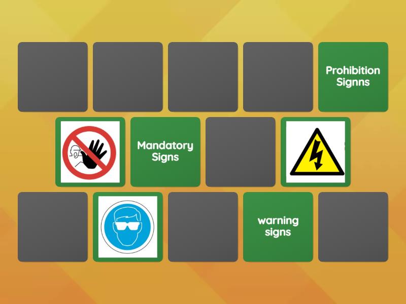 Safety Signs - Matching pairs