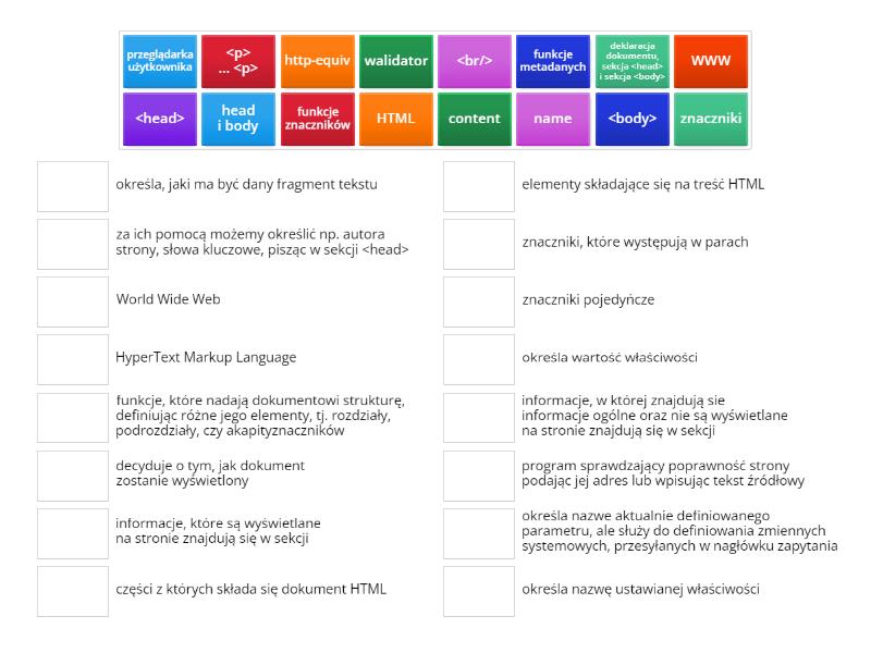 HTML - Match up HTML - Match up