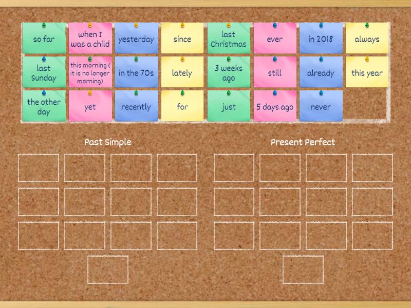Present Perfect vs Past Simple(signal words) 2A - Group sort