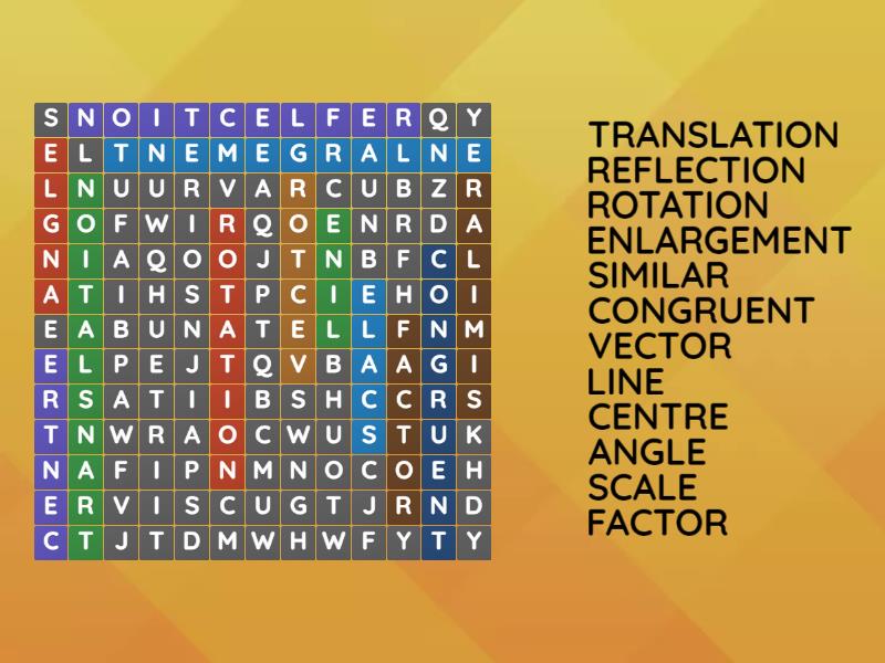 Transformations - key words - Wordsearch
