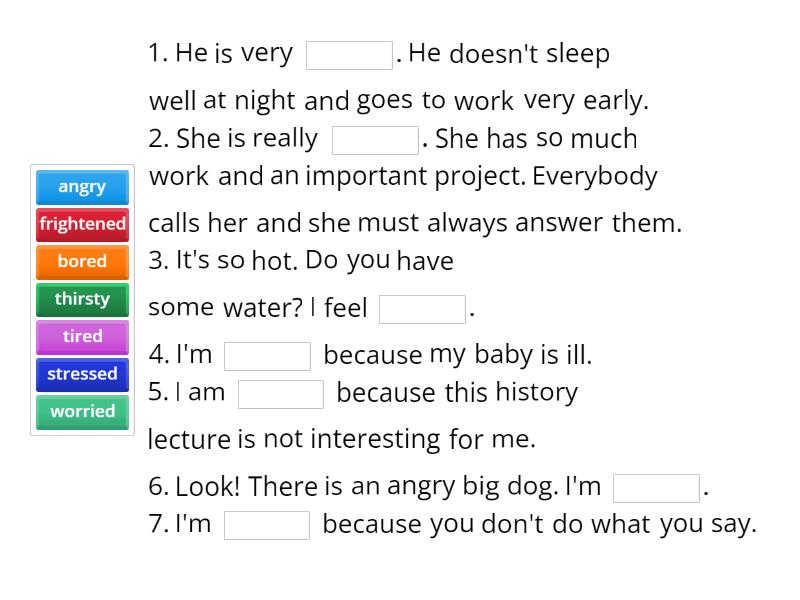 Feelings (gap-fill) - Complete the sentence