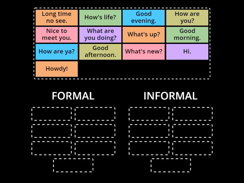 A1.1 U1.1 Formal vs informal greetings - Ordenar por grupo