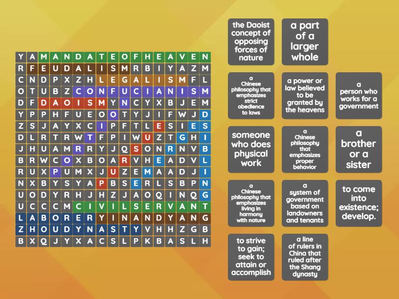Chapter 21: The Three Chinese Philosophies - Wordsearch