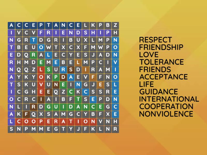 international day of nonviolence - Wordsearch