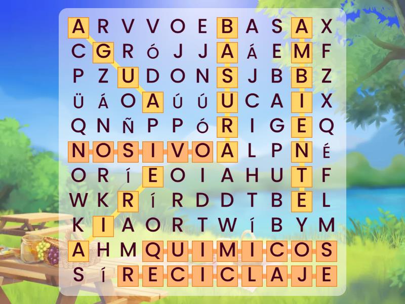 contaminación ambiental - Sopa de letras