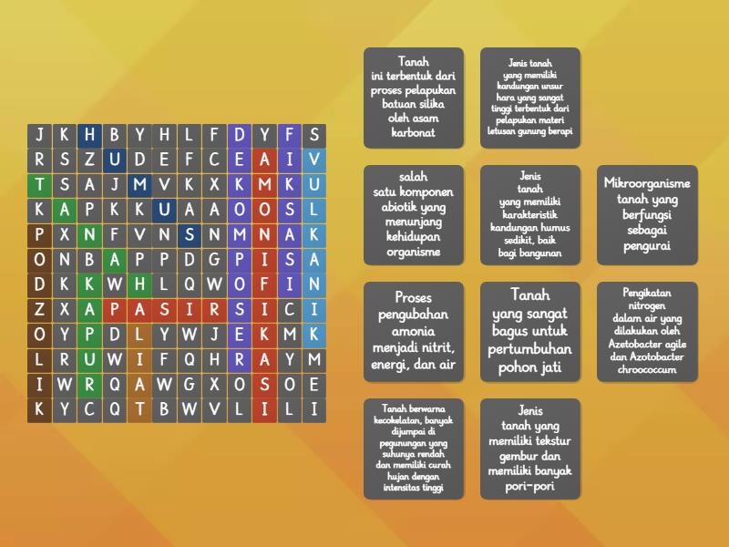 Games TANAH DAN KEBERLANGSUNGAN KEHIDUPAN - Wordsearch