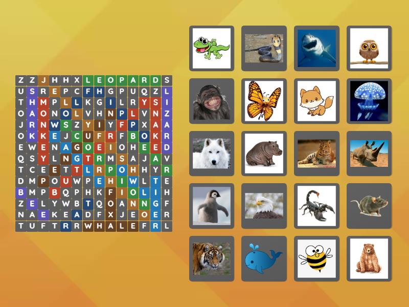GWA2 U7 Wild animals - Wordsearch