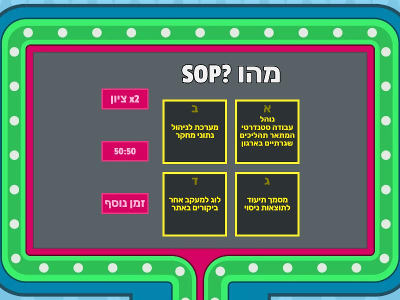 שומרים על סטנדרט: SOP ולוגים - Gameshow quiz