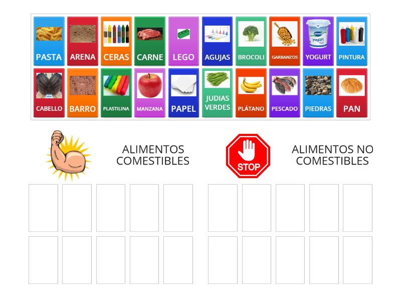 ¿QUÉ SON LOS ALIMENTOS Y LOS NO ALIMENTOS? - Group sort