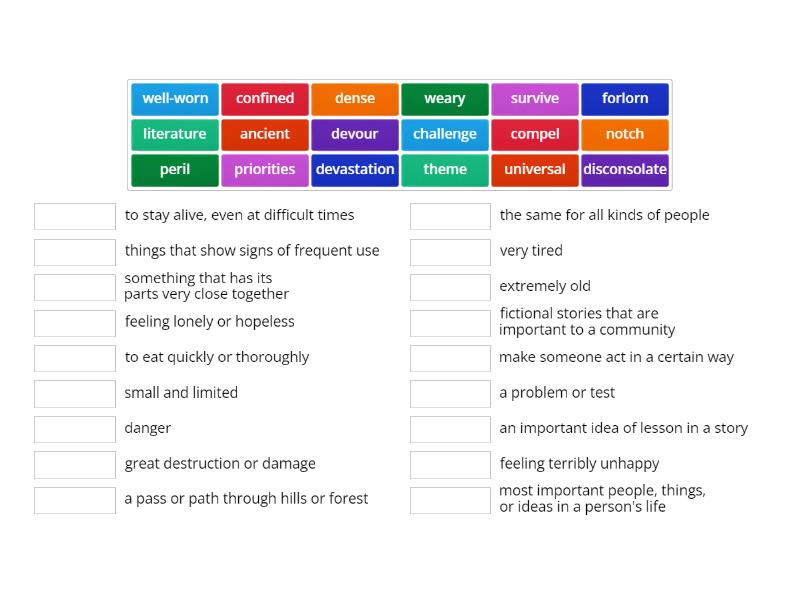 Benchmark Unit 6 Vocabulary - Match up