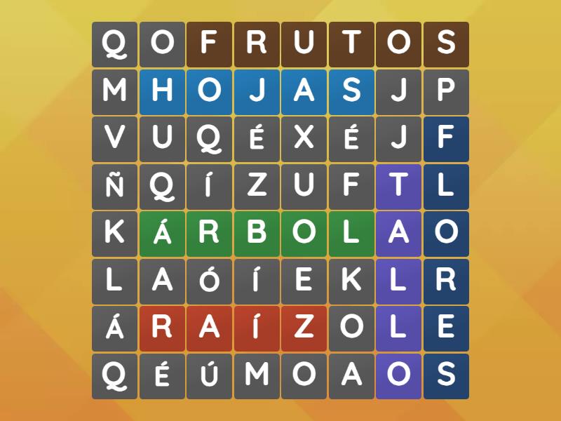 Los arboles - Sopa de letras