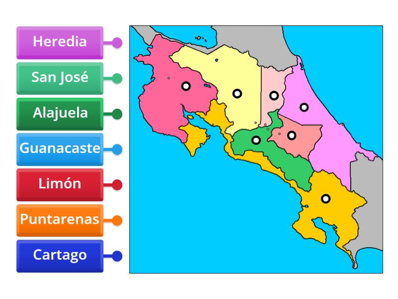 Provincias de Costa Rica - Labelled diagram