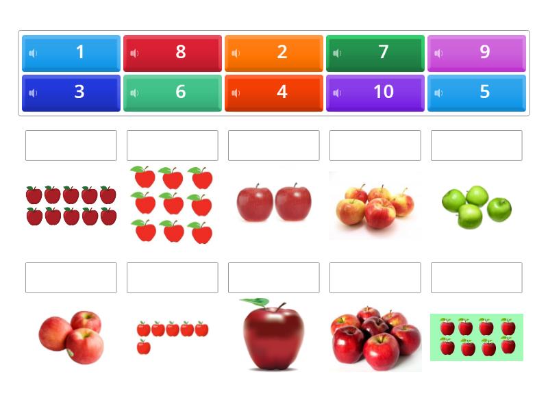 memasangkan jumlah apel sesuai lambang bilanganya - Match up