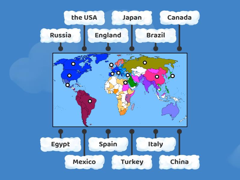 English File Beginner 1B Countries - Labelled diagram