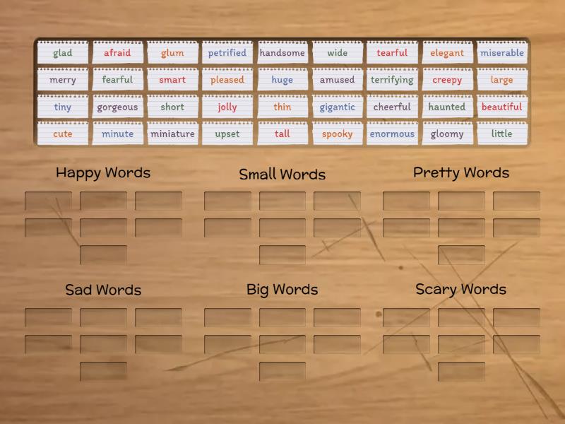 Adjective sorting - Group sort