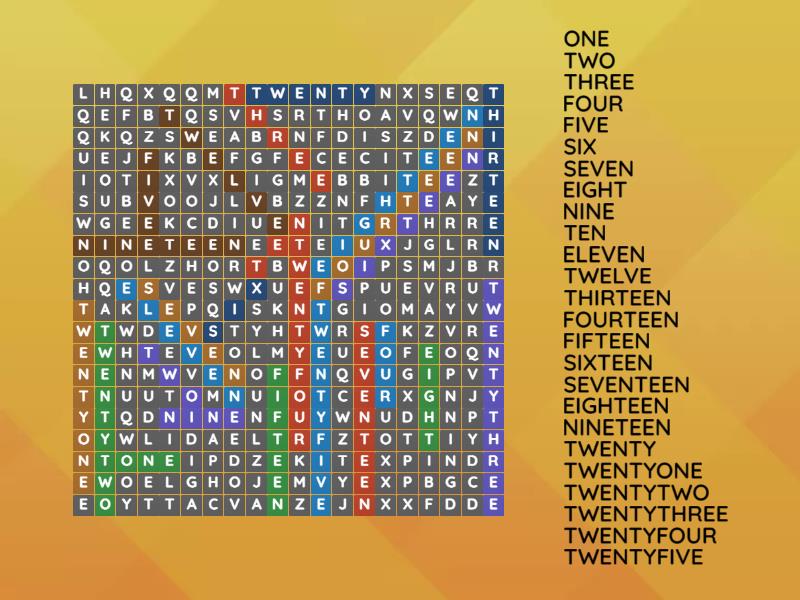 Numbers puzzle - Wordsearch