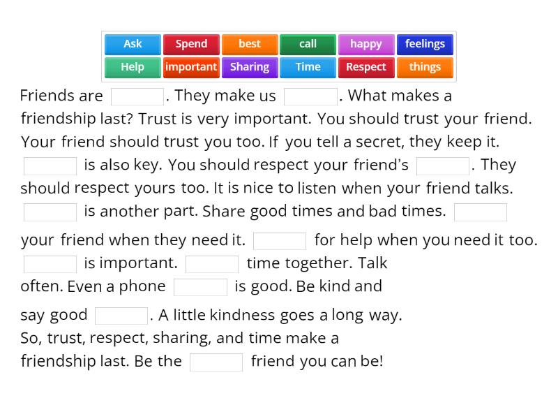 What Makes A Friendship Last? - Complete the sentence