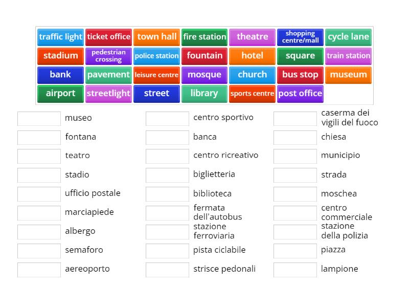 I luoghi della città - places in town - Match up