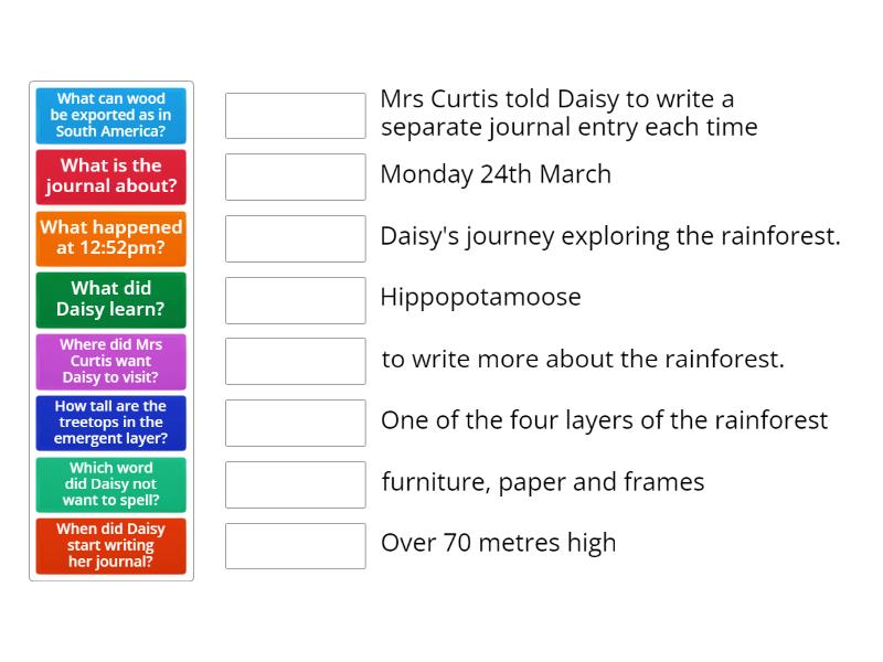 Reading Comprehension - Match up