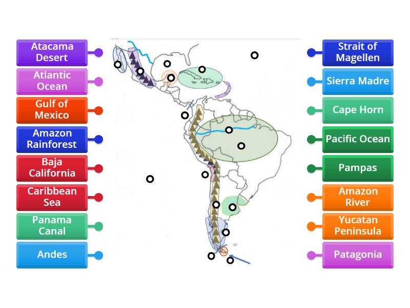 Latin America's Physical Features - Labelled diagram