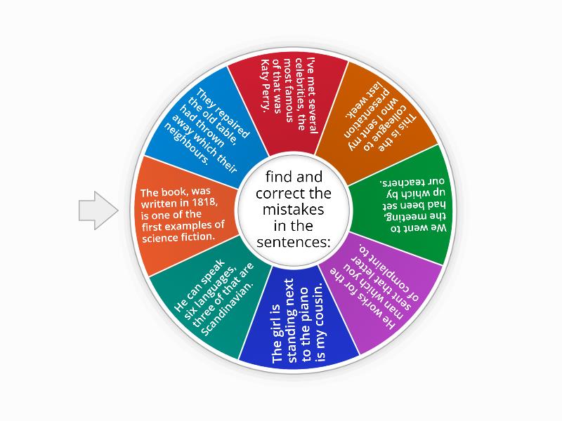 correct the mistakes - Spin the wheel