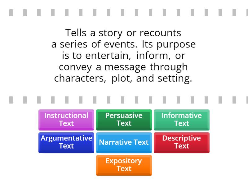 Different types of text and their purpose - Find the match