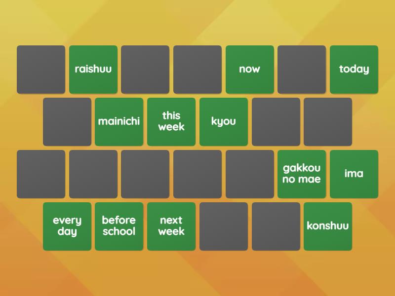 Time (Periods, Hours, Time Words, Adverbs of Frequency) - Matching pairs