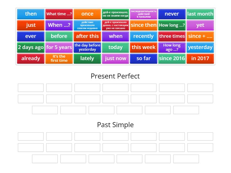Present Perfect vs Past Simple_signal words - Group sort