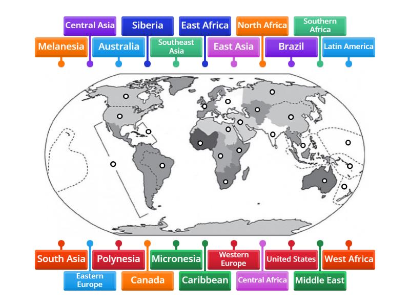 World Regions - A Closer Look - Labelled diagram