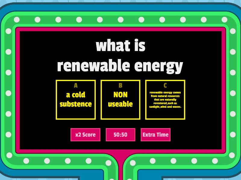renewable energy - Gameshow quiz